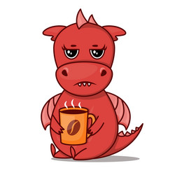 Dragon cartoon character cute red fire Royalty Free Vector