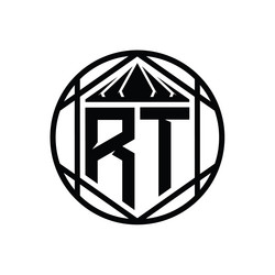 Rt logo monogram hexagon slice design template Vector Image