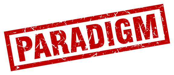 Square grunge red paradigm stamp Royalty Free Vector Image