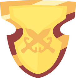 Video game shield golden color on white background