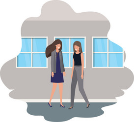 Businesswomen with wall and windows avatar Vector Image
