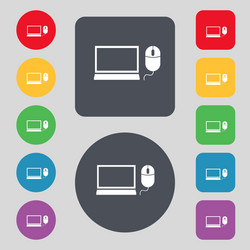 Computer widescreen monitor mouse sign icon set Vector Image