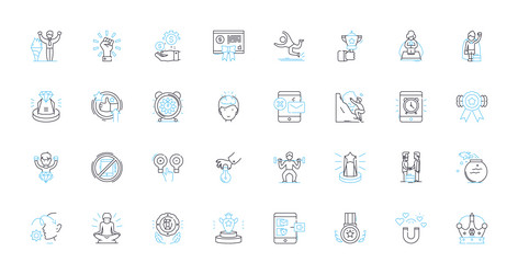 Guiding principles linear icons set values Vector Image