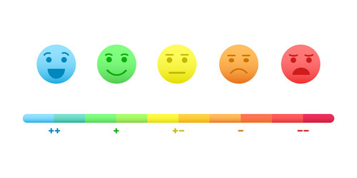 Mood meter horizontal scale with colorful faces Vector Image