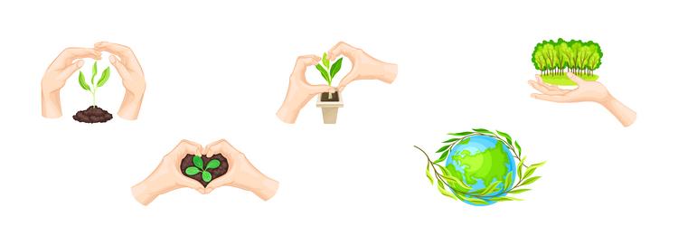 Save planet symbols and ecology protection Vector Image