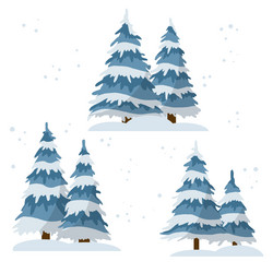 Set of winter tree cartoon flat Royalty Free Vector Image