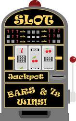 Slot machine with win jackpot 777 casino game Vector Image