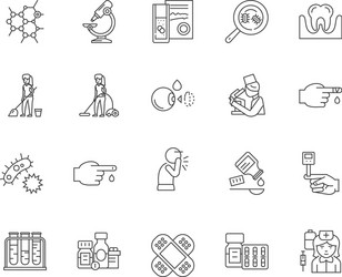 Bacteria line icons and signs bacterium Royalty Free Vector