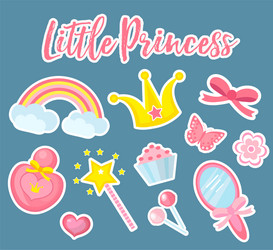 Little princess cute pink set objects icons Vector Image