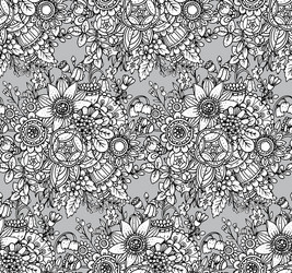 Outline ornamental flowers pattern Royalty Free Vector Image