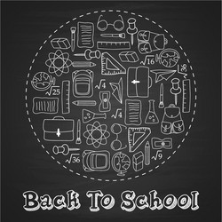 Back to school doodles in chalkboard background Vector Image