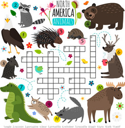 American animals crossword Royalty Free Vector Image