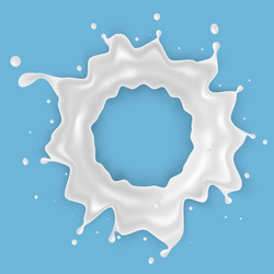 Realistic milk flow in glass and splash Royalty Free Vector