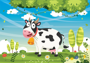 Kids with cow Royalty Free Vector Image - VectorStock