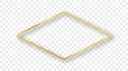 Gold glowing rounded rhombus shape frame Vector Image