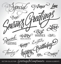Greetings lettering set Royalty Free Vector Image