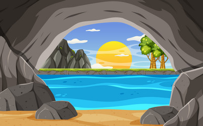 Inside cave landscape in cartoon style Royalty Free Vector