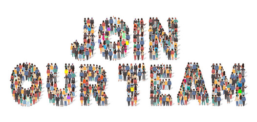 Large group people forming percent sign flat Vector Image