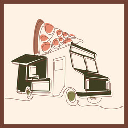 Continuous line drawing truck with fast food Vector Image