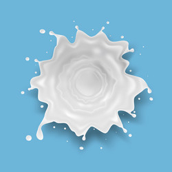 Realistic milk flow in glass and splash Royalty Free Vector