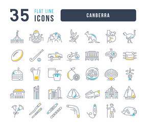 Set of linear icons canberra Royalty Free Vector Image