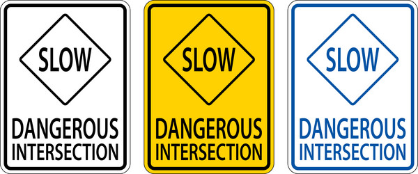 Slow dangerous intersection sign on white Vector Image