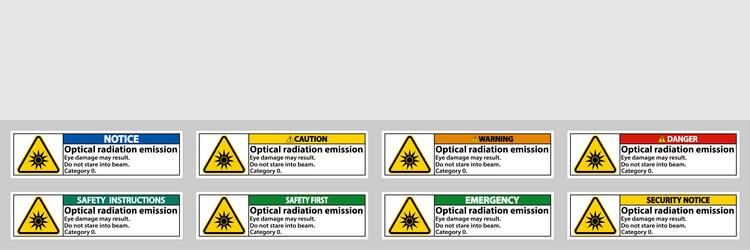 Safety first sign optical radiation emission Vector Image