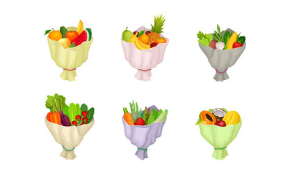 Ripe and juicy fruit vegetable bunch Royalty Free Vector