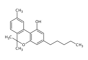 Cannabinol structural formula of molecular Vector Image