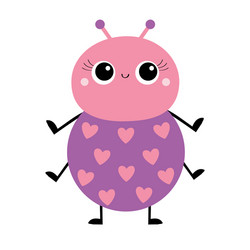 Cute cartoon pink lady bug isolated Royalty Free Vector