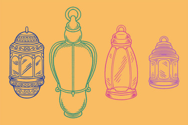 Hand drawn sketch of lanterns as islamic Vector Image