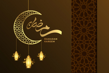 Ramadan kareem with waning moon and islamic art Vector Image