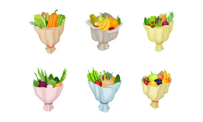Ripe and juicy fruit vegetable bunch Royalty Free Vector