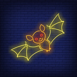 Cute bat neon sign Royalty Free Vector Image - VectorStock