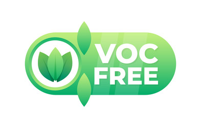 Green label with a leaf motif for voc free Vector Image