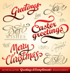 Greetings lettering set Royalty Free Vector Image