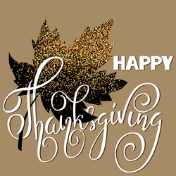 Happy thanksgiving day gold hand lettering Vector Image
