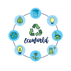 Line recycle can trash to care environment Vector Image