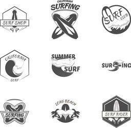 Surfing beach labels set Royalty Free Vector Image