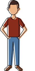 Young man standing with folded arms front view Vector Image