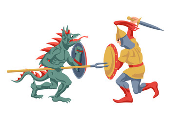 Knight Fighting a Dragon Cartoon Vector Images (over 190)