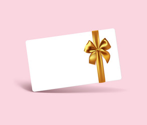Blank gift card template with pink bow and ribbon Vector Image