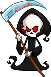 Cartoon death character holding its scythe Vector Image