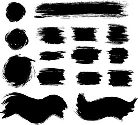 Collection of black paint ink brush strokes Vector Image