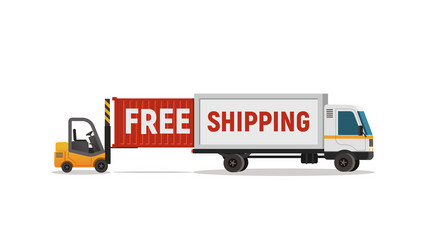 Cartoon truck with shipping container isolated Vector Image