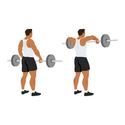 Man doing seated back row machine exercise Vector Image