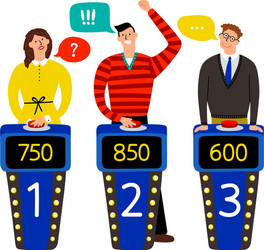 Quiz show trivia game show man and tv gaming Vector Image