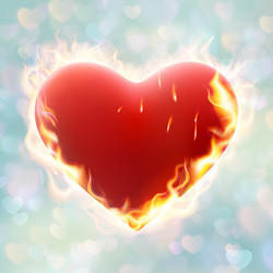 Valentine s day concept heart in flame eps 10 Vector Image