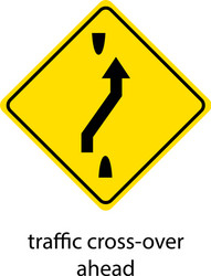 Yellow traffic warning sign on transparent Vector Image