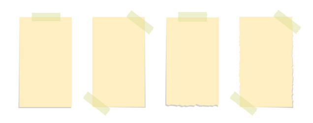 Yellow sticky note set taped square office memo Vector Image